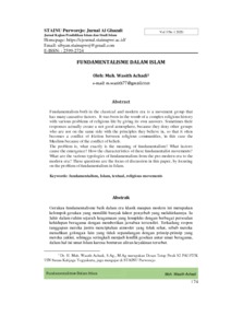 FUNDAMENTALISME DALAM ISLAM - Institutional Repository UIN Sunan Kalijaga Yogyakarta